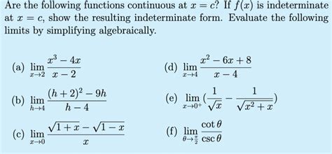 Solved Are The Following Functions Continuous