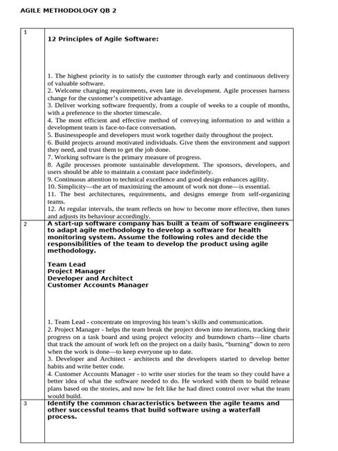 Agile Methodology Qb 2 Pdf Scrum Software Development Agile Software Development
