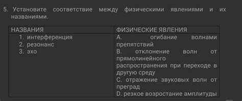 Установите соответствие между физическими явлениями и их названиями Школьные Знания Com