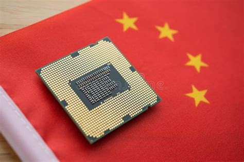 Chinese Flag Made Of CPU Computer Central Processing Unit Stock Image Image Of
