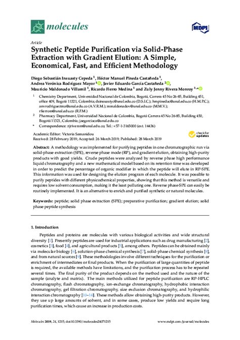 Pdf Synthetic Peptide Purification Via Solid Phase Extraction With