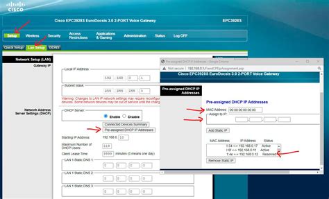 solved how to create a dhcp reservation cisco epc3928s cisco community