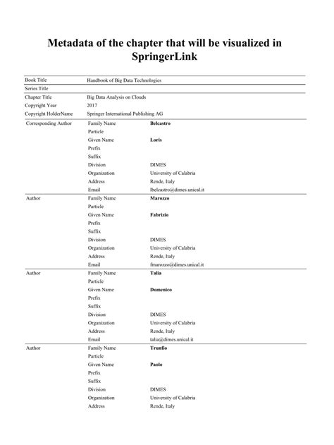 Pdf Big Data Analysis On Clouds