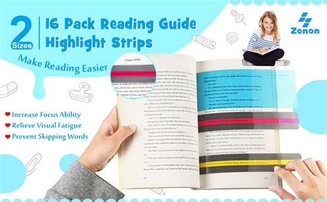 16 Pieces Guided Reading Highlight Bookmark Strips Colored Overlay