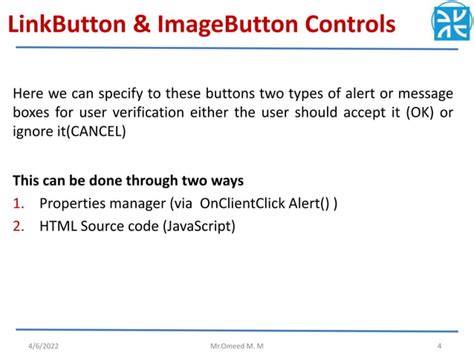linkbutton and imagebutton controls ppt
