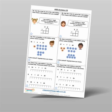 year 2 add 2 digit numbers across a 10 reasoning and problem solving