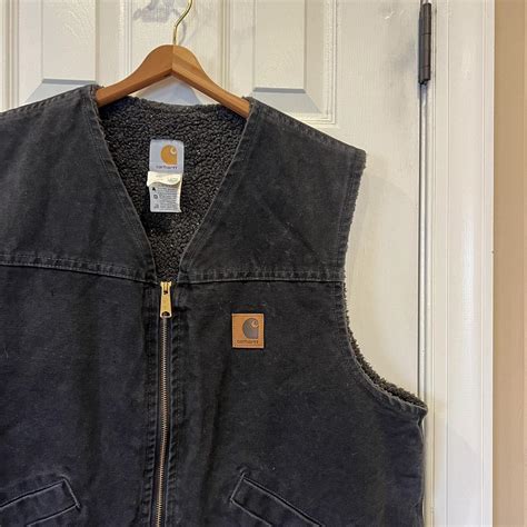 Vintage Carhartt Black Vest With Sherpa Lining Depop
