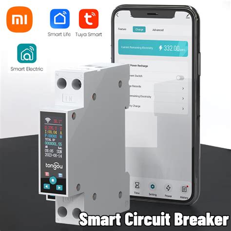 샤오미 투야 와이파이 스마트 스위치 회로 차단기 에너지 계량기 Kwh 전력 계량 타이머 릴레이 리모컨 스마트 라이프 앱 1p 50a 가족 지능 시스템