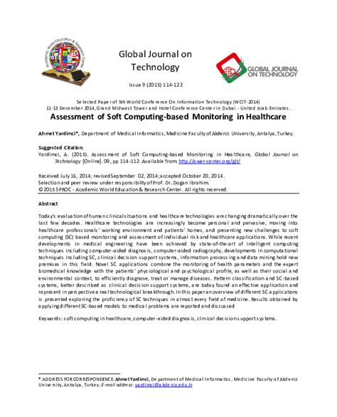 pdf assessment of soft computing based monitoring in healthcare