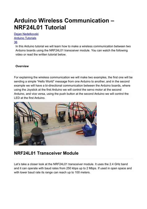 PDF Arduino Wireless Communication NRF L Tutorialrobotix Ah Oui Org User Docs Dos