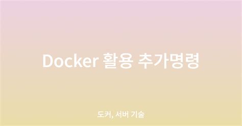 Docker 활용 추가명령