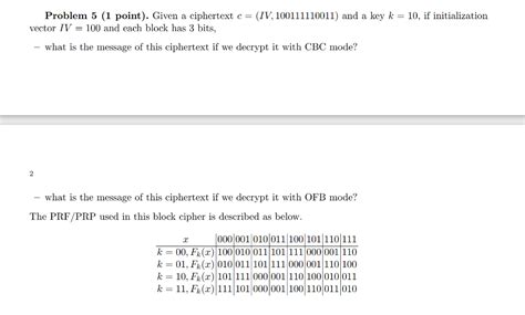problem 5 1 point given a ciphertext c iv