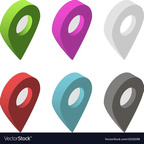 set of isometric map pointers royalty free vector image