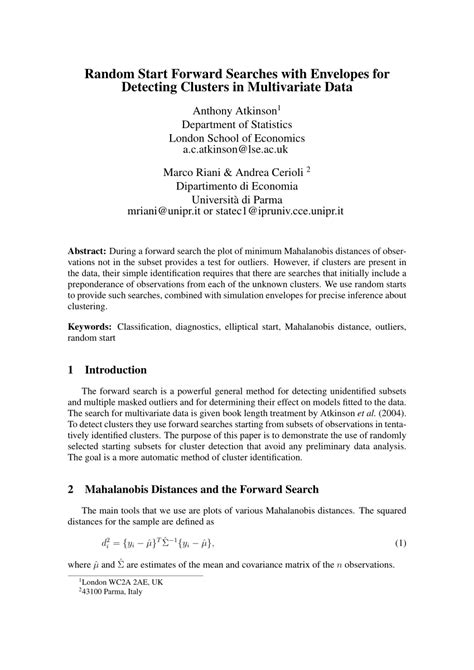 Pdf Random Start Forward Searches With Envelopes For Detecting