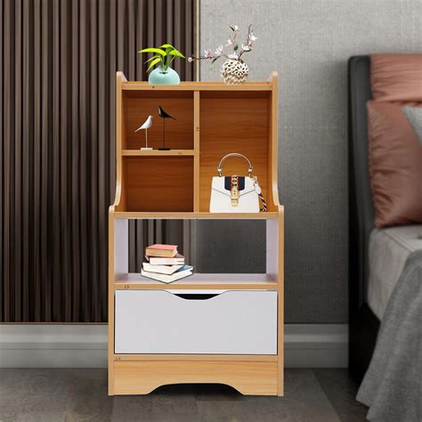 Yiyibyus Wood Bedside Night Stand With Storage Drawer For Small Spaces