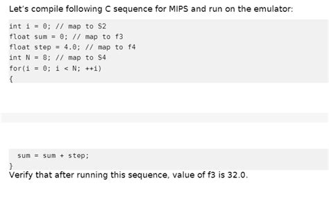 Solved Lets Compile Following C Sequence For Mips And Run