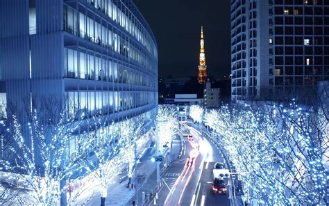 Cityscape Night Neon Reflection Metropolis Tokyo Light