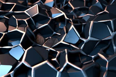 Metallic Webbed Abstract 3d Background Unique Voronoi Block Texture Stock Illustration