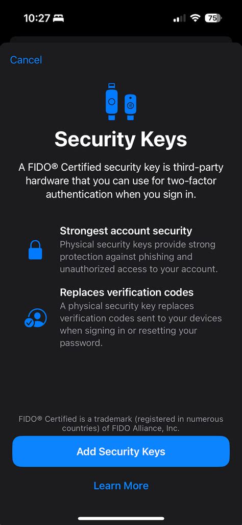 Setting Up Security Keys For Apple Accounts