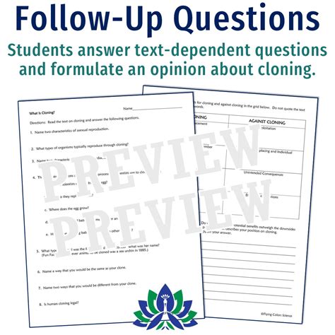 Cloning Article And Questions Flying Colors Science