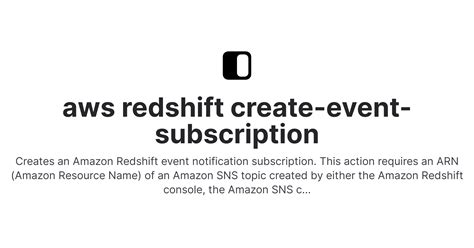 Aws Redshift Create Event Subscription Fig