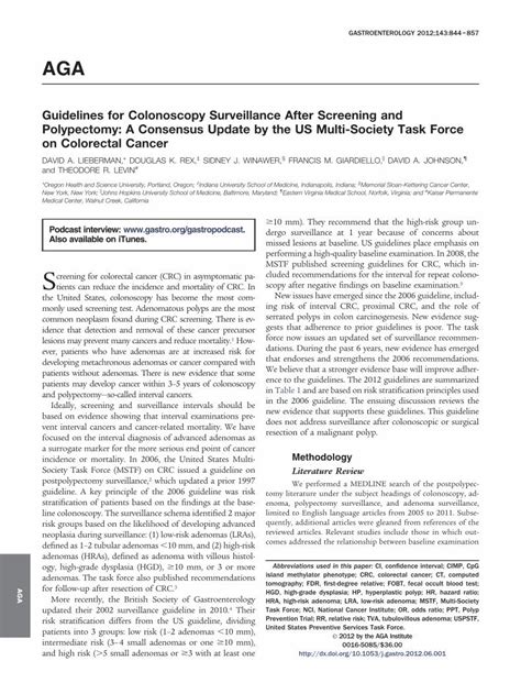 Pdf Guidelines For Colonoscopy Surveillance After Screening And Dokumen Tips