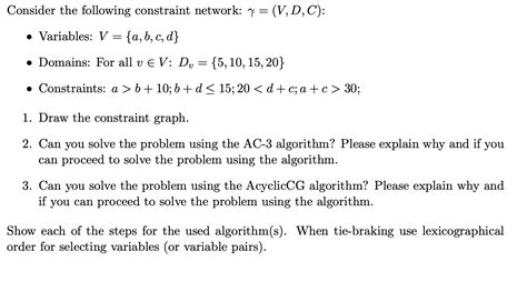 Solved Consider The Following Constraint Network Y