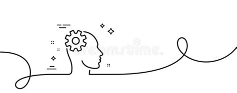 Engineering Line Icon Cogwheel Tool Sign Continuous Line With Curl
