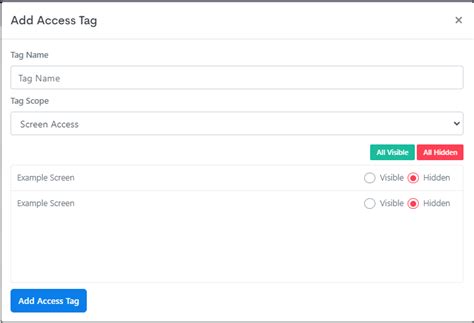 Screen Access Tags Modlr