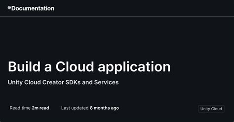 Build A Cloud Application • Unity Cloud