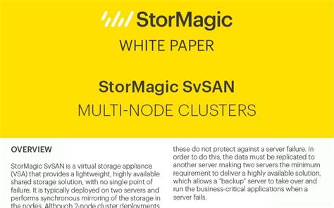 Stormagic Svsan Multi Node Clusters White Paper