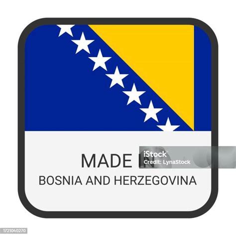 보스니아 헤르체고비나 배지 벡터에서 제작되었습니다 별과 국기가 있는 스티커 흰색 배경에 격리된 기호입니다 개념 기호에 대한 스톡 벡터 아트 및 기타 이미지 Istock