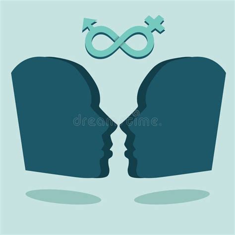 Same Sex Relationship Concept With Intertwined Male And Female Symbol In Turquoise Colors Stock