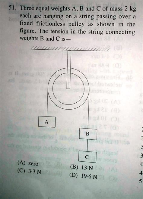 solved solve this 51 three equal weights a b and c of mass