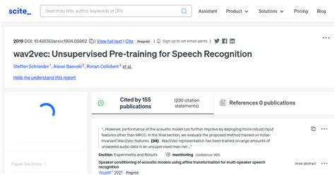 Wav2vec Unsupervised Pre Training For Speech Recognition Scite Report