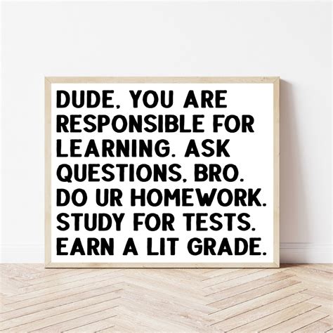 Classroom Rules Poster Math Wall Art Middle High School Sign Science Classroom Decor Algebra