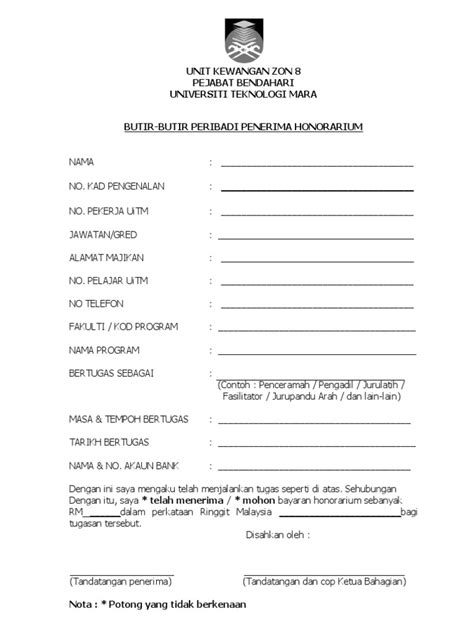 Honorarium Payment Form Pdf