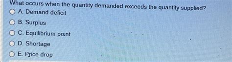 Solved What Occurs When The Quantity Demanded Exceeds The