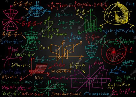 Premium Vector Mathematical Colorful Formulas Drawn By Hand On Black Chalkboard