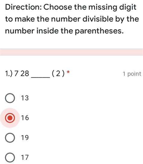 solved direction choose the missing digit to make the number