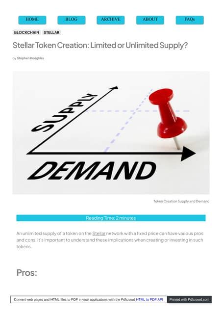 Stellar Token Creation Limited Or Unlimited Supply Pdf Web Design And Html Internet