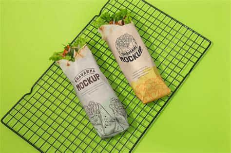 Premium Psd Shawarma Packaging Mockup Design