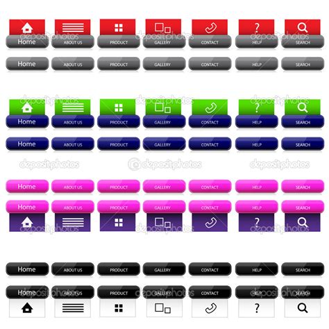 Web Site Design Template Navigation Elements Icons Set Navigation Menu