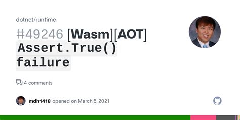Wasm AOT Assert True Failure Issue Dotnet Runtime GitHub