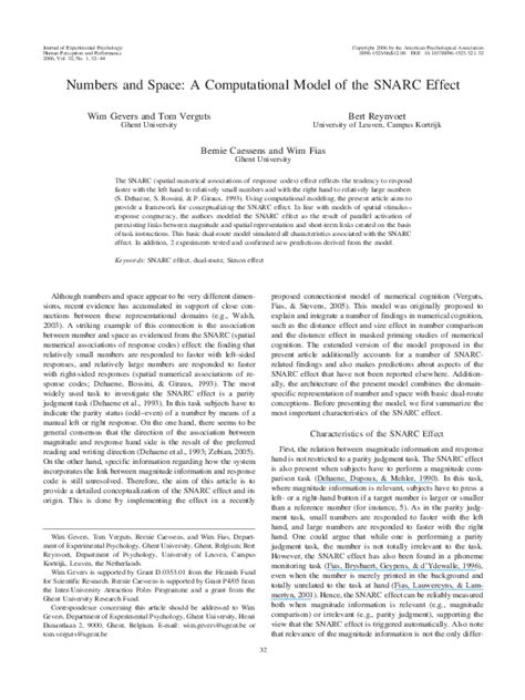 Pdf Numbers And Space A Computational Model Of The Snarc Effect