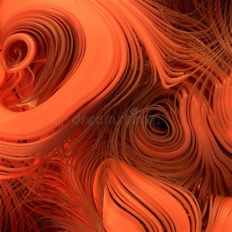 Curl Noise Flow Abstract Orange Lines Very Shallow Depth Of Field 3d Rendering Stock