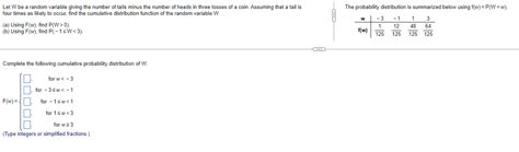 Solved Let W Be A Random Variable Giving The Number Of Tails Chegg
