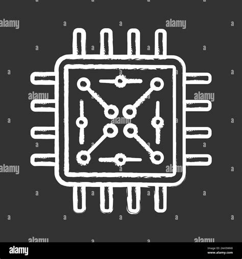 Processor With Electronic Circuits Chalk Icon Microprocessor With Microcircuits Chip