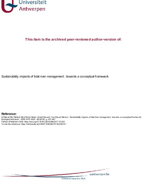 pdf sustainability impacts of tidal river management towards a