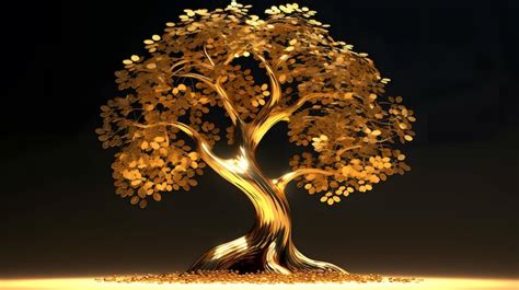 Premium Photo Golden Tree Of Life A Shiny And Noble Sculpture On A